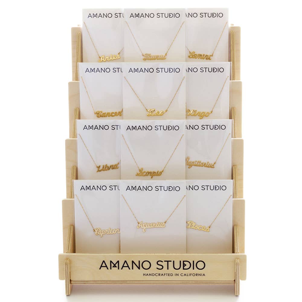 Amano Studio Gold Plated Zodiac Script Necklaces – Balboa Surf and Style